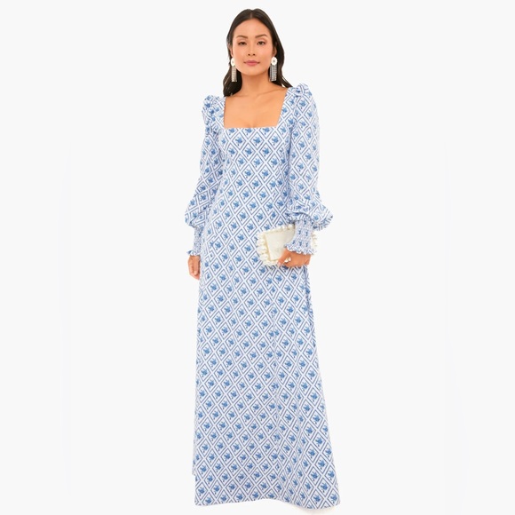 Caroline Constas | Dresses | Caroline Constas Blue Diamond Toile Elliot ...